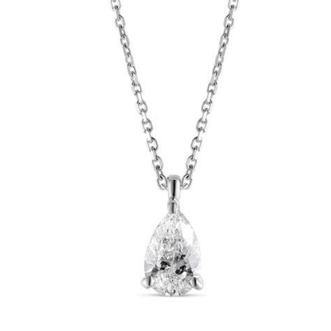 18k White Gold Pear Shaped 040ct Diamond Pendant Necklace