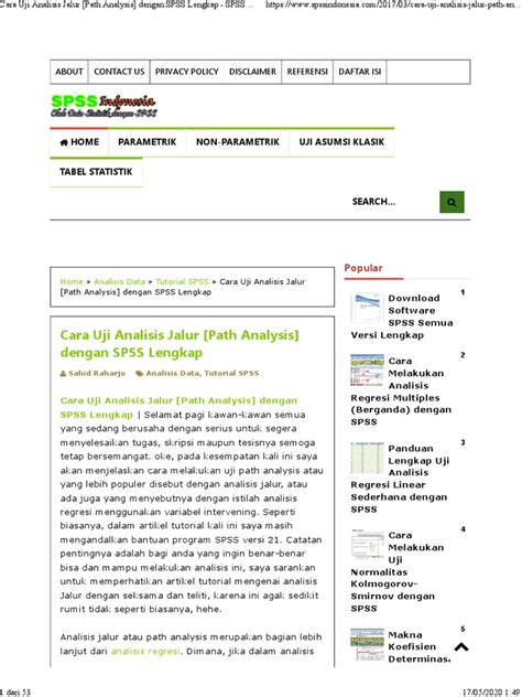 Cara Uji Analisis Jalur Path Analysis Dengan Spss Lengkap Spss