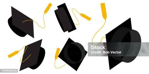 졸업 모자 박격포 보드 아이콘 세트 아카데믹 모자의 벡터 그림입니다 학생 모자 아이콘은 인쇄 웹 및 앱에 사용됩니다 개념에 대한
