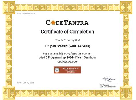 sreesiri tirupati on linkedin achievement programming cprogramming