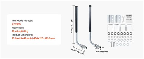 Vevor Boat Trailer Guide Poles 40 In48 In 2pcs Steel Set