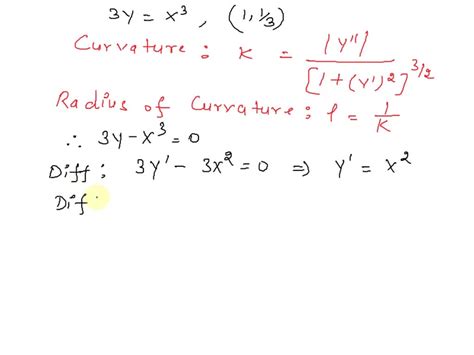 solved find the radius of curvature for the curve 3y x at 58 off