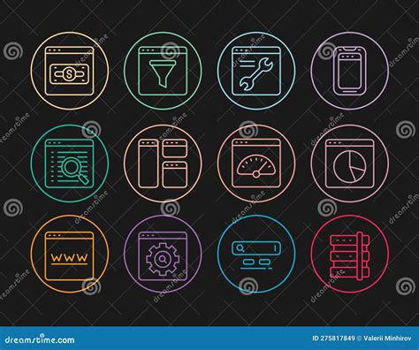 Set Line Server Graph Chart Infographic Browser Setting Window Search Engine Online