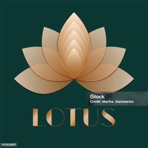 골드 로터스 꽃 로고 아이콘 흰색 배경에 인사말 카드 벡터 일러스트레이션 로고에 대한 스톡 벡터 아트 및 기타 이미지 로고
