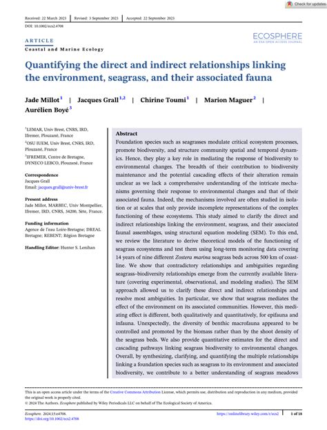 PDF Quantifying The Direct And Indirect Relationships Linking The Environment Seagrass And
