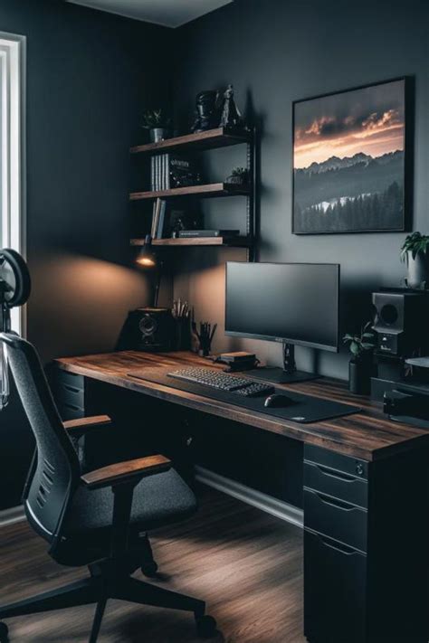 Moody Office Ideas Dark Scandinavian Minimalism Decor Home Office