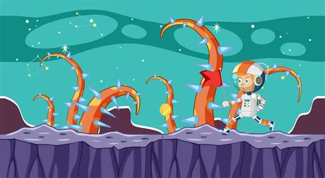 Scene With Astronaut In Space Vector Art At Vecteezy