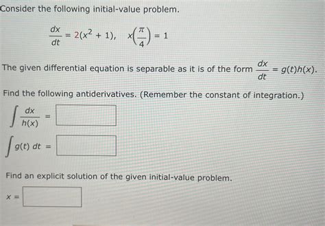 Solved Consider The Following Initial Value Chegg