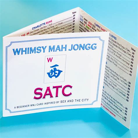 Sex And The City Inspired Mah Jongg Card Beginner Whimsy Mahjong Play
