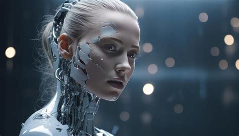 Premium Photo Closeup Photo Of A Human Ai Robot Look Like Woman