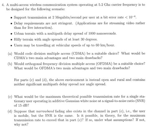 Solved A Multi Access Wireless Communication System