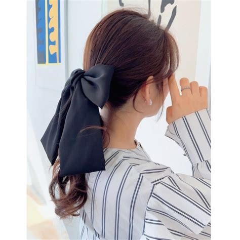 💕국내제작💕고급 새틴 단정한 롱 꼬리 왕 리본핀 자동 헤어핀 명품 스타일 머리핀 에이블리