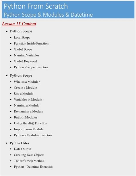 python from scratch lesson 15 pdf python scope and modules and datetime connect 4 programming