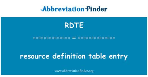 Rdte Significa Entrada De Tabla De Definición De Recursos Resource
