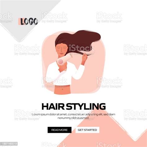 플랫 만화 스타일의 헤어 스타일링 컨셉 다채로운 벡터 일러스트레이션 뷰티 바디 케어 및 화장품 관련 현대 벡터 일러스트 러 소셜