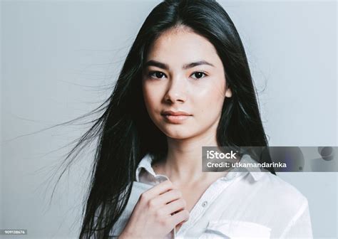 Schönheit Asiatin Gesicht Portrait Schönes Spa Model Mädchen Mit