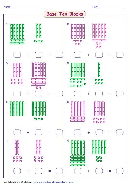 two digit addition based on base ten blocks … base ten blocks math