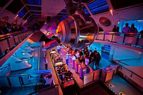 Space Mountain Boarding Tomorrowland Disneyland California Space