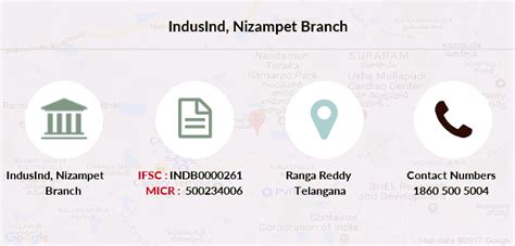 IndusInd Nizampet IFSC Code INDB
