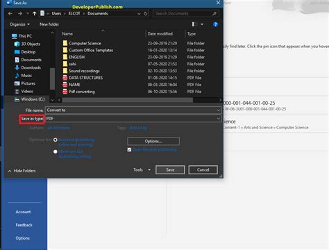 How To Convert Word Document To PDF Developer Publish