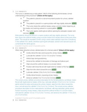 Unit Urinary Catheterization Lesson Post Test With Rationale A Nurse Is Explaining The