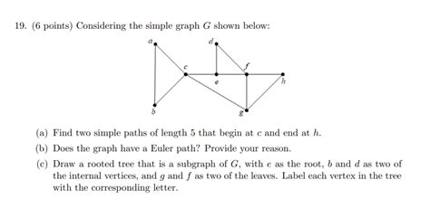 Solved 19 6 Points Considering The Simple Graph G Shown Chegg Com