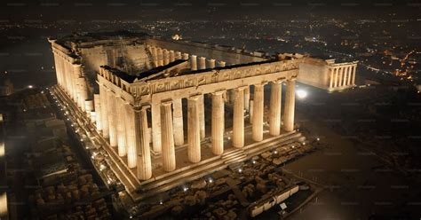 그리스 아테네의 파르테논 신전 밤의 항공 사진 사진 Unsplash의 유럽 이미지
