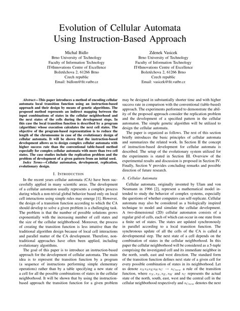 PDF Evolution Of Cellular Automata Using Instruction Based Approach