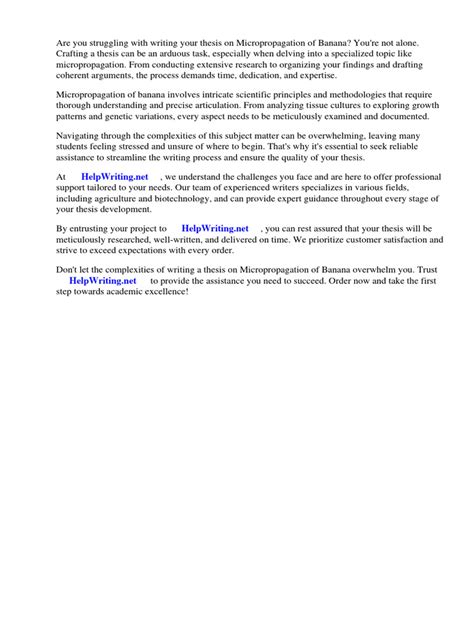 Micropropagation Of Banana Thesis Pdf Banana Botany