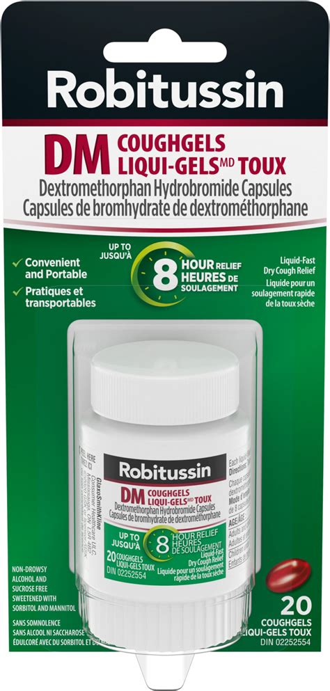 Robitussin Dm Coughgels Dextromethorphan Hydrobromide Capsules 20ct