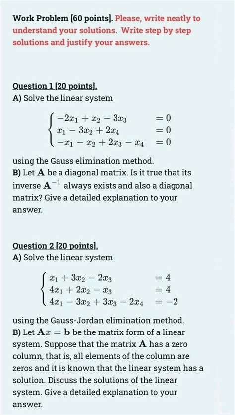 solved work problem [60 points] please write neatly to