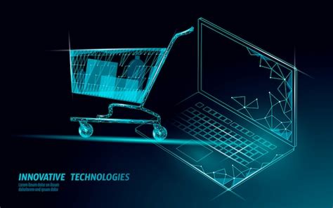 Carrito De Compras Tienda Online Venta De Portátiles Vector Premium