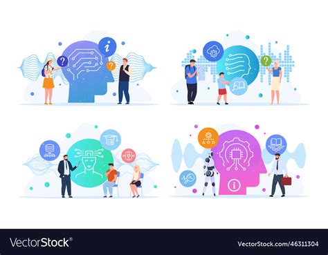 Artificial Intelligence And Machine Learning Set Vector Image