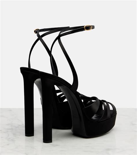Satin Platform Sandals In Black Saint Laurent Mytheresa