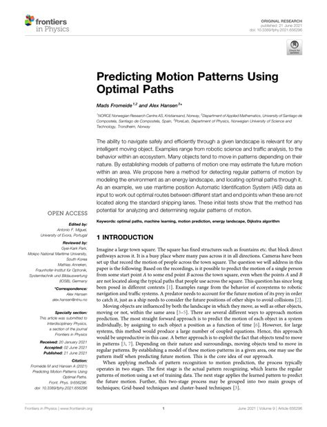 Pdf Predicting Motion Patterns Using Optimal Paths