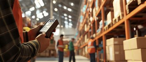 Warehouse Worker Scanning Barcodes Closeup Premium Ai Generated Image