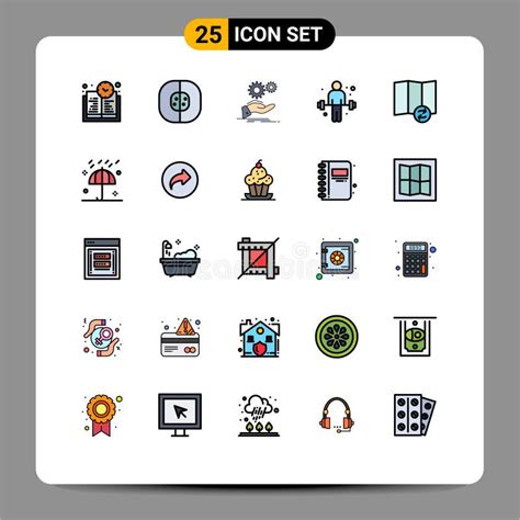 25 Thematic Vector Filled Line Flat Colors And Editable Symbols Of Map