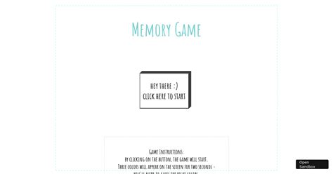 memory game start codesandbox