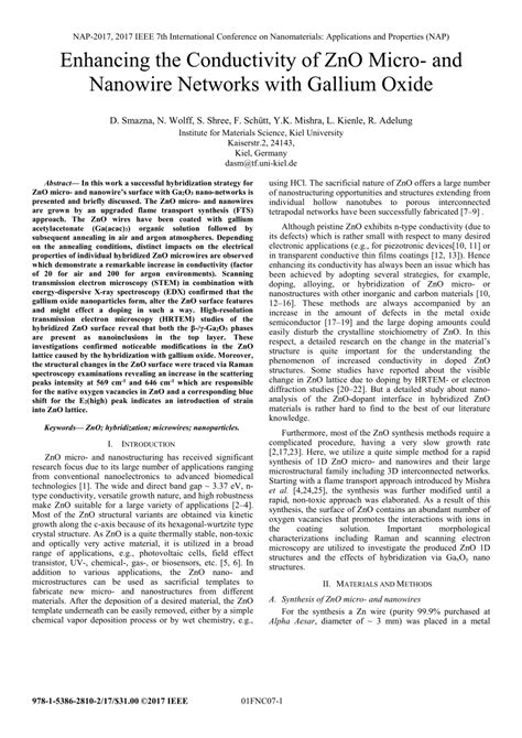 Pdf Enhancing The Conductivity Of Zno Micro And Nanowire Networks