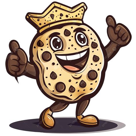 Mascot Of Chocolate Chip Cookie King Pastry Bake Homemade Png