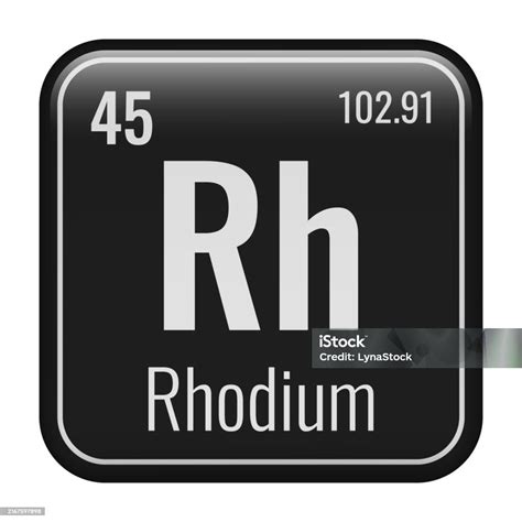 Rhodium Symbol Chemical Element Of The Periodic Table Vector Illustration Isolated On White