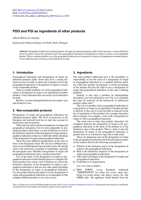 Pdf Pdo And Pgi As Ingredients Of Other Products