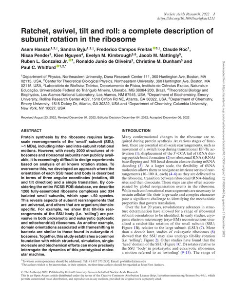 Pdf Ratchet Swivel Tilt And Roll A Complete Description Of Subunit
