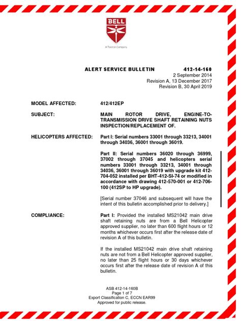 Asb 412 14 160b Page 1 Of 7 Export Classification C Eccn Ear99