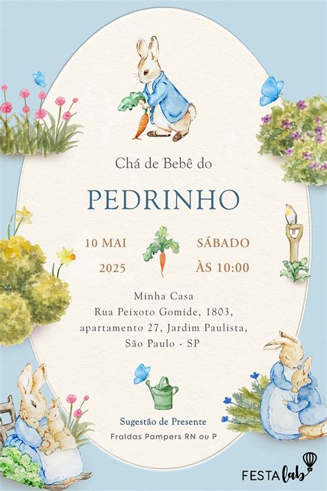 Convite De Chá De Bebê Editável Grátis Festalab