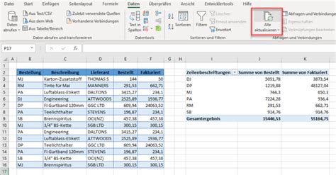vba pivot tabelle bzw alle pivot tabellen aktualisieren automate excel