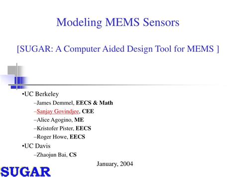 Ppt Modeling Mems Sensors [sugar A Computer Aided Design Tool For