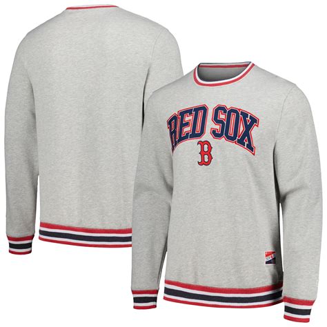 Boston Red Sox New Era Throwback Classic Pullover Sweatshirt Heather Gray