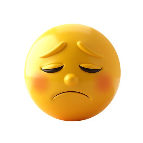 A Sad Yellow Emoji Face With Furrowed Brows And Downcast Eyes Conveys