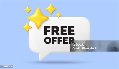 무료 제안 태그 특별 행사 표시 3d 말풍선 배너입니다 벡터 3차원 형태에 대한 스톡 벡터 아트 및 기타 이미지 3차원 형태